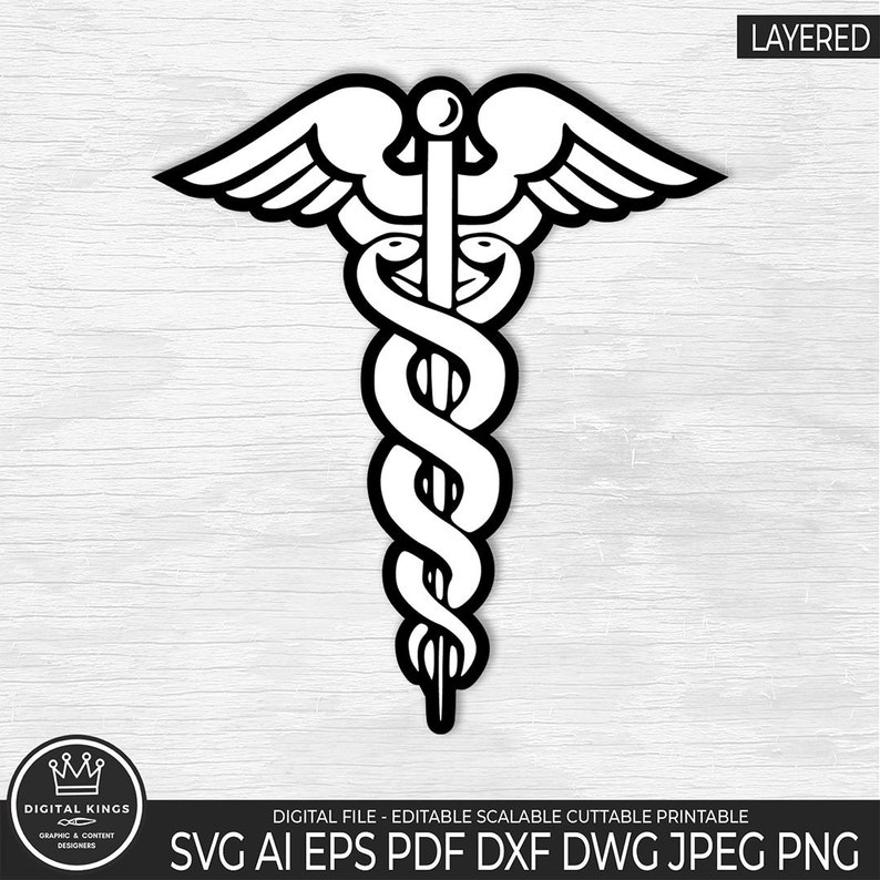 CADUCEUS Layered Svg, CADUCEUS Png, Caduceus Clip Art, Caduceus Clipart ...