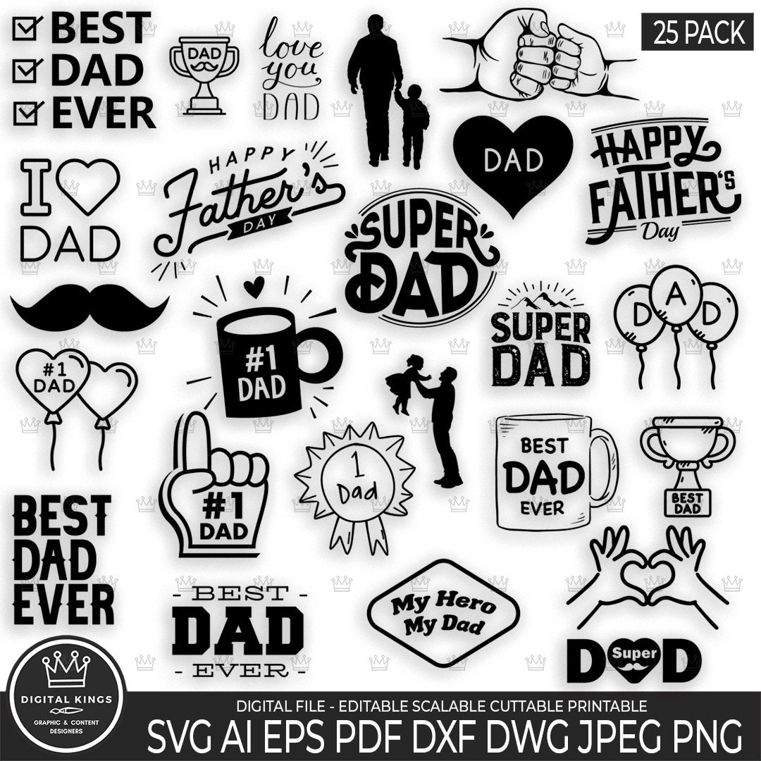 DAD SVG Bundle Dad Silhouette Dad Clipart Dad Png Dad Dxf Father Svg ...