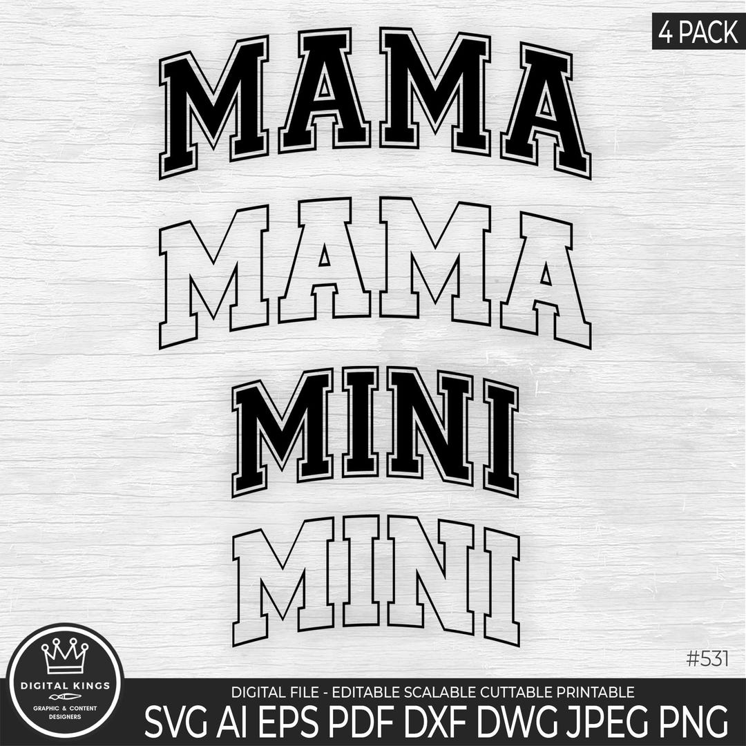 MAMA MINI Sport Font Svg Pack Mama Mini Script Svg Mama Mini Dxf Mama ...