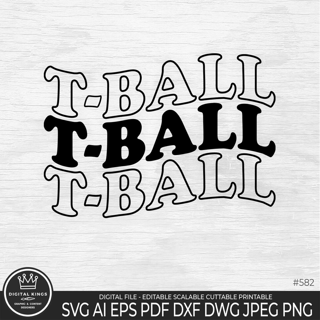 T-BALL Wavy Stacked Svg, T-ball Wavy Text Svg, T-ball Clip Art, T-ball ...