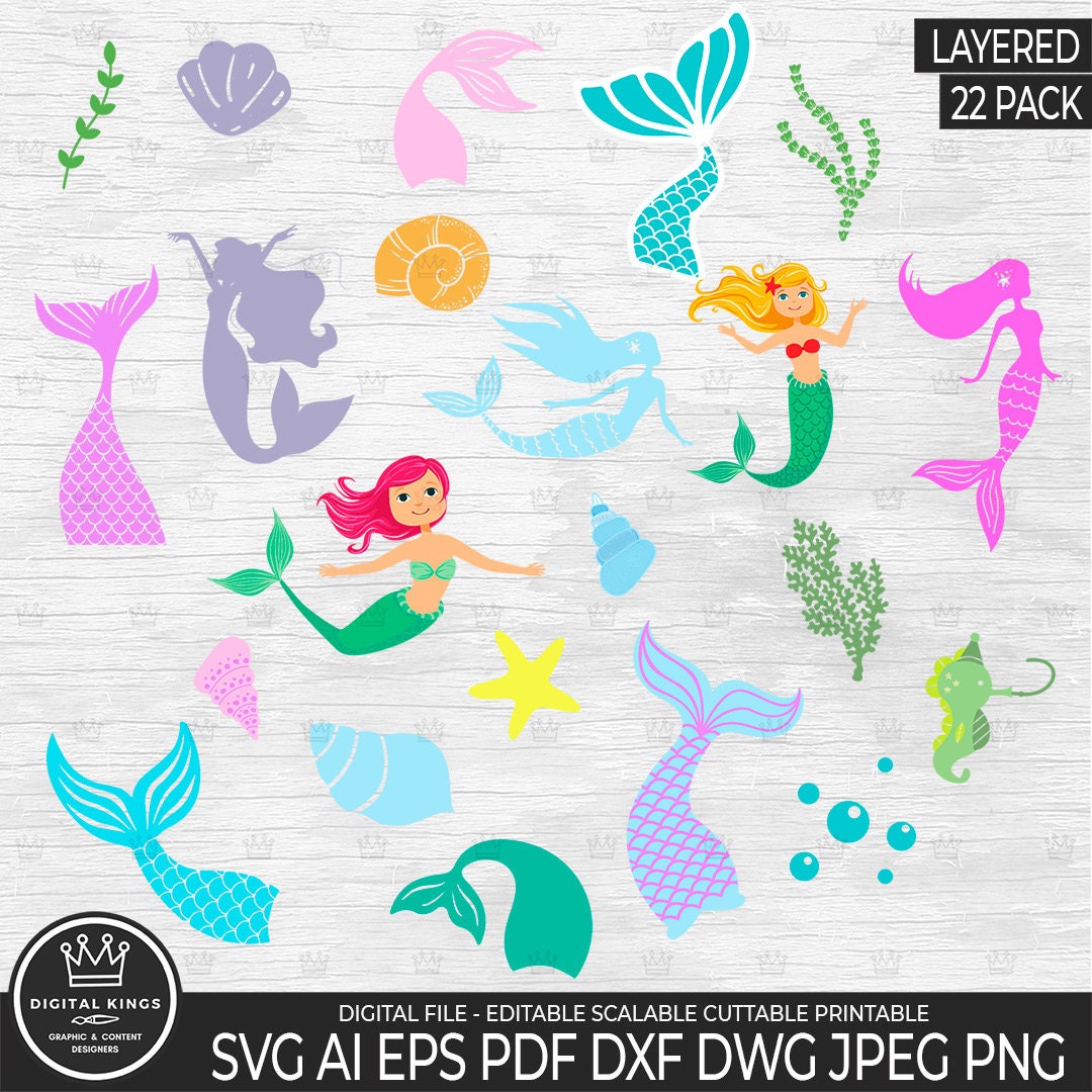 20+ MERMAID Layered Bundle Svg Mermaid SVG, Mermaid PNG Bundle, Mermaid ...