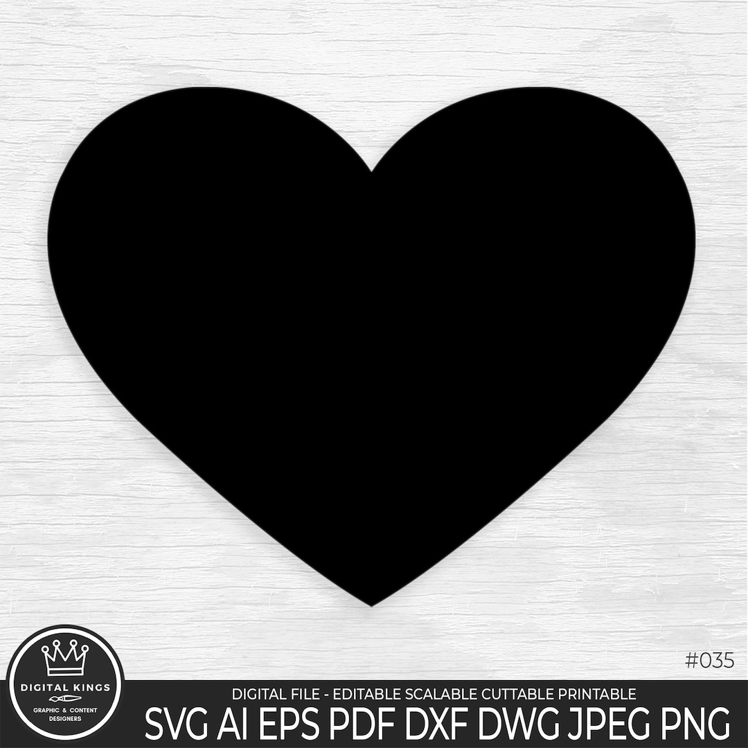 HEART Svg File, Solid Heart Svg, Heart Png, Heart Cut File, Heart Icon ...