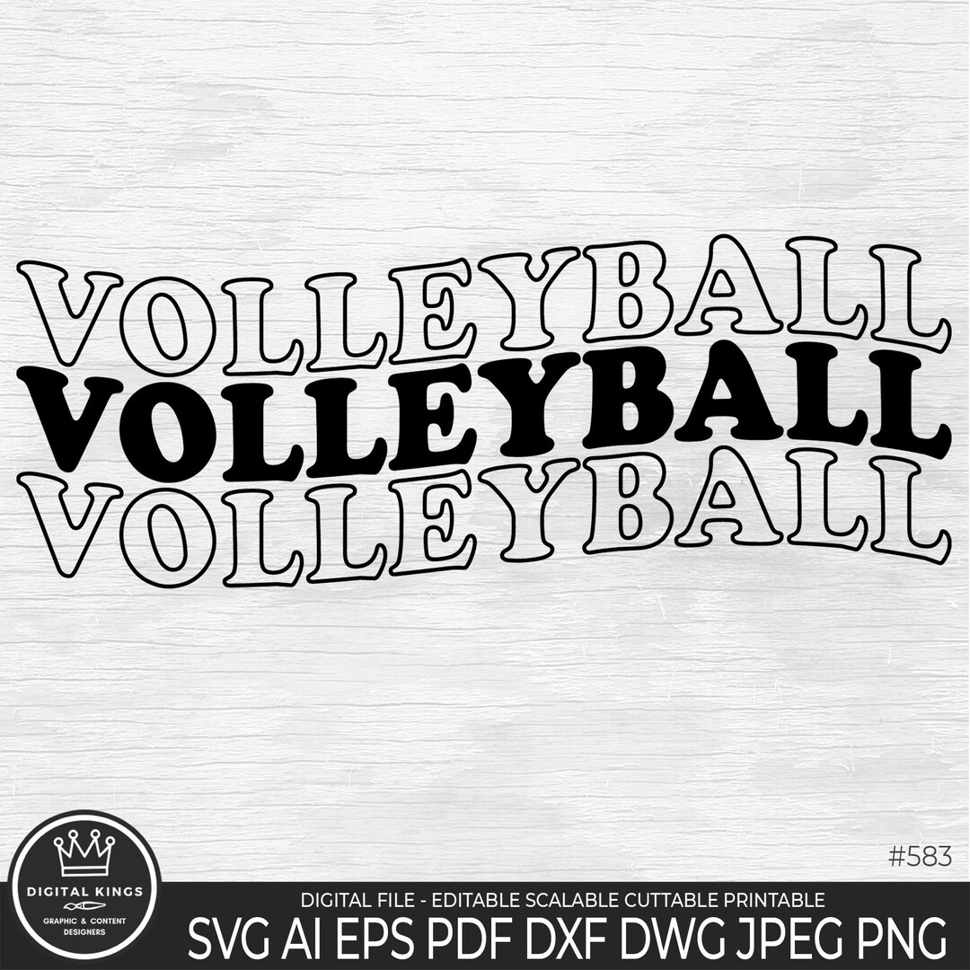 VOLLEYBALL Wavy Text Svg, Volleyball Wavy Stacked Text Svg Volleyball ...