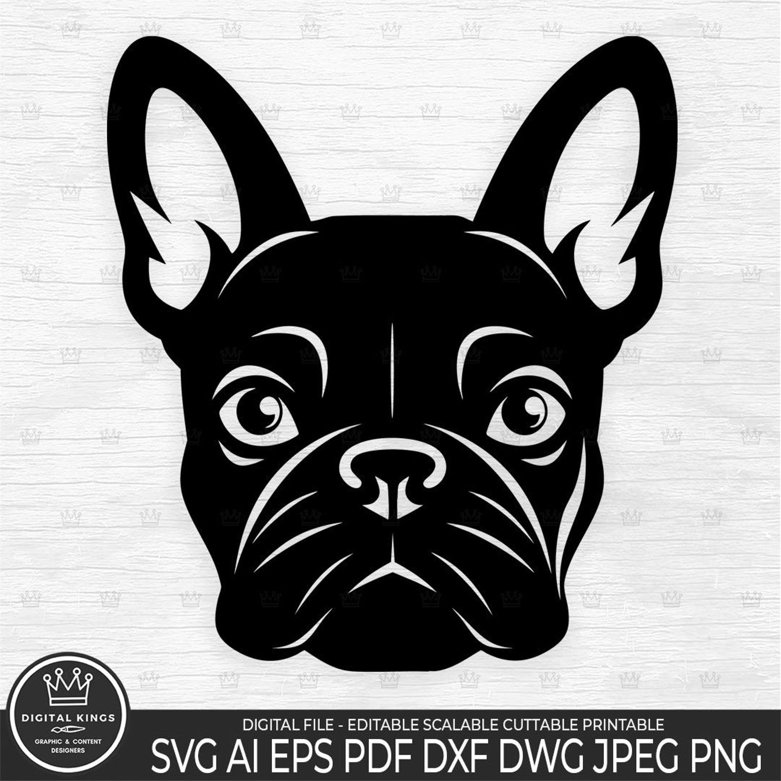 French Bulldog Head Svg, Frenchie Svg, French Bulldog SVG, Frenchie ...