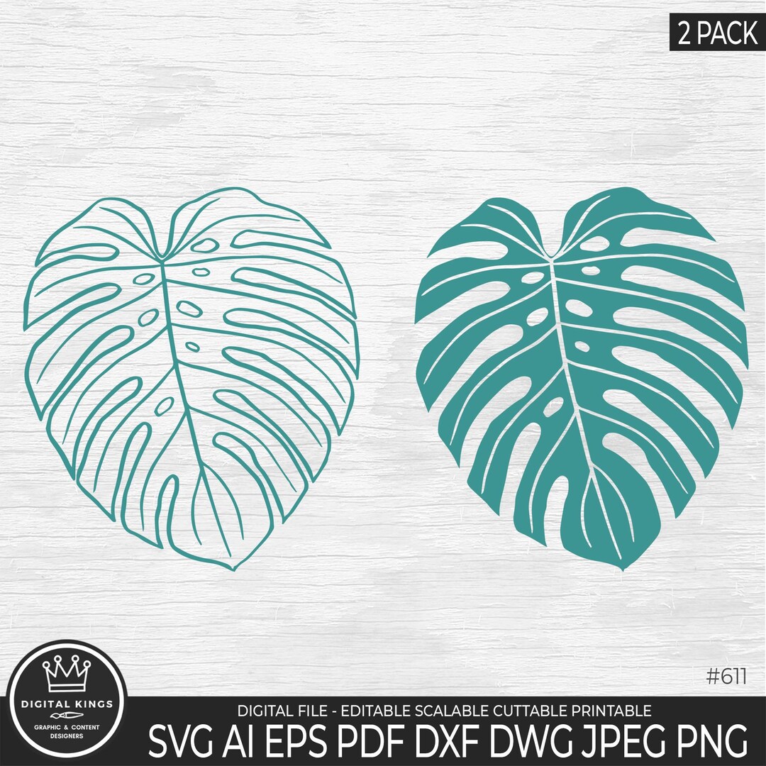 2 Aesthetic MONSTERA Leaves Svg File Duo, Monstera Clip Art, Monstera ...