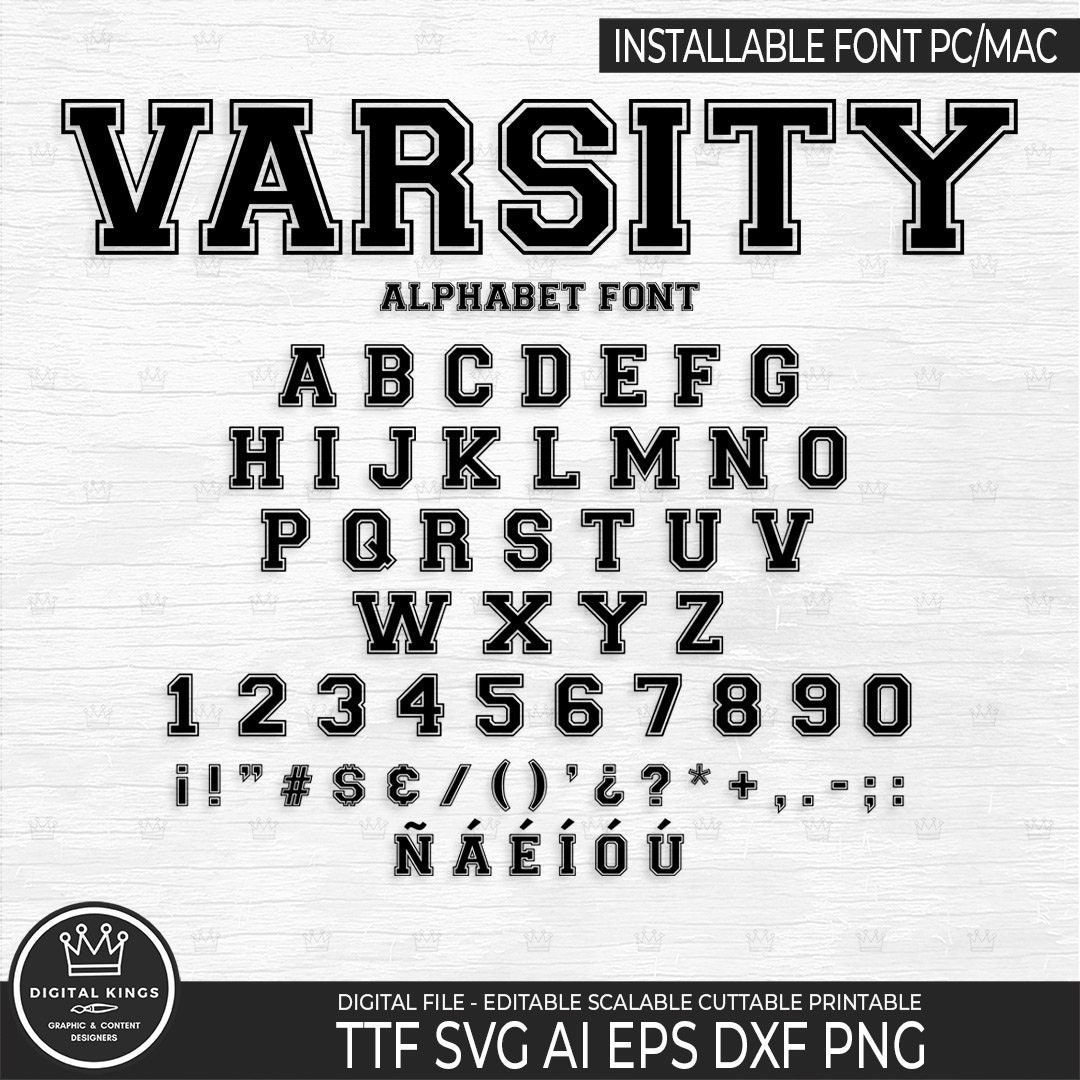 Installable Varsity Font TTF, Varsity Letters SVG, Jersey Font Svg ...