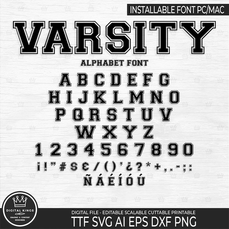 Installable Varsity Font TTF, Varsity Letters SVG, Jersey Font Svg ...