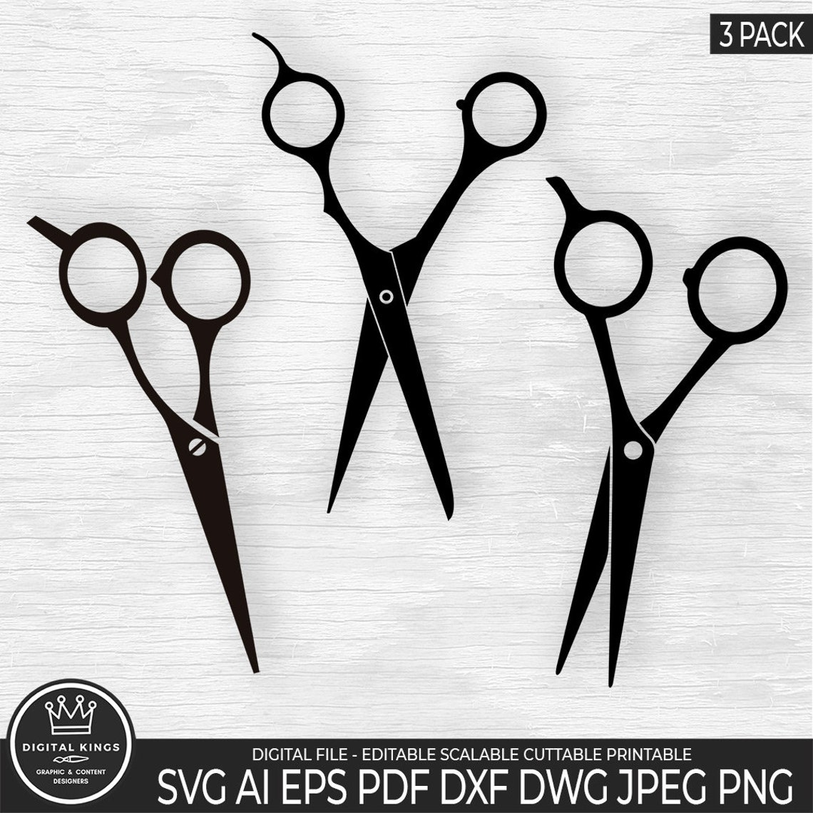 3 Scissors Pack Svg Scissors Png Scissors Clipart Scissors Silhouettes ...