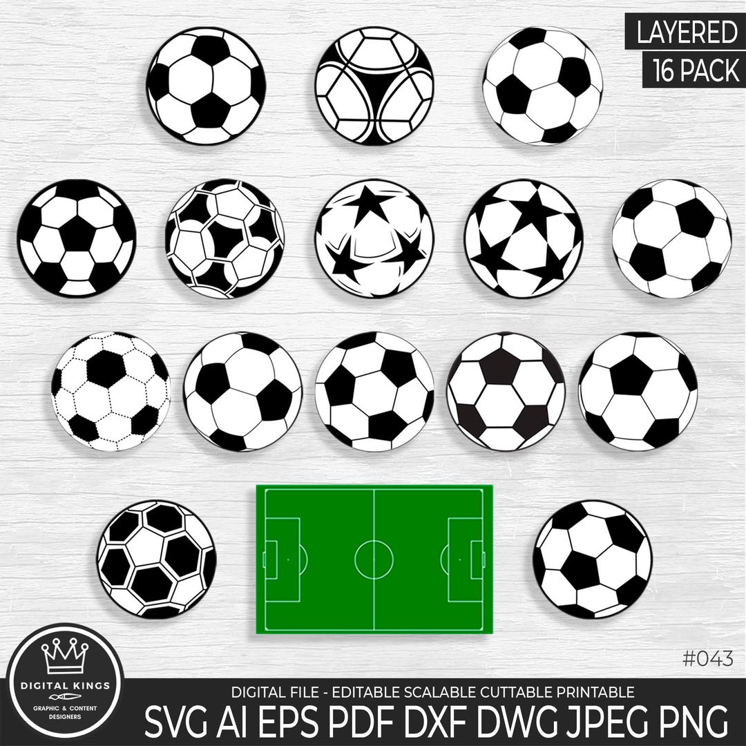SOCCER Ball Svg Layered Bundle File Soccer Field Vector Soccer Ball Png ...
