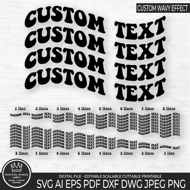 Custom Stacked Wavy Text SVG Custom Retro Wavy Text Png Custom Groovy ...