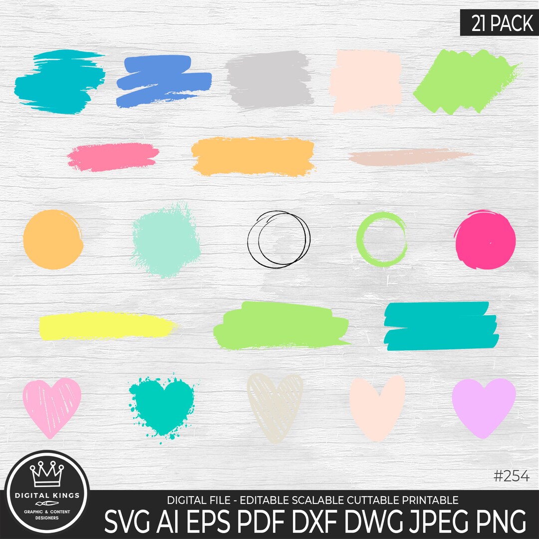 Paint BRUSH STROKE Bundle SVG Strokes Png Brush Keychain Svg Bundle Hand Drawn Brush Stroke Svg ...
