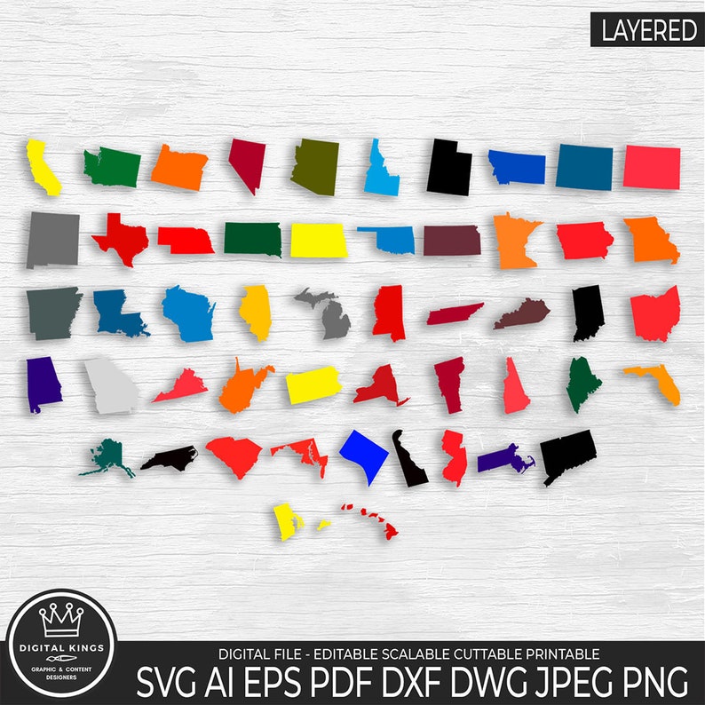 United States Map Layered Svg United States Map Png Printable USA Map ...