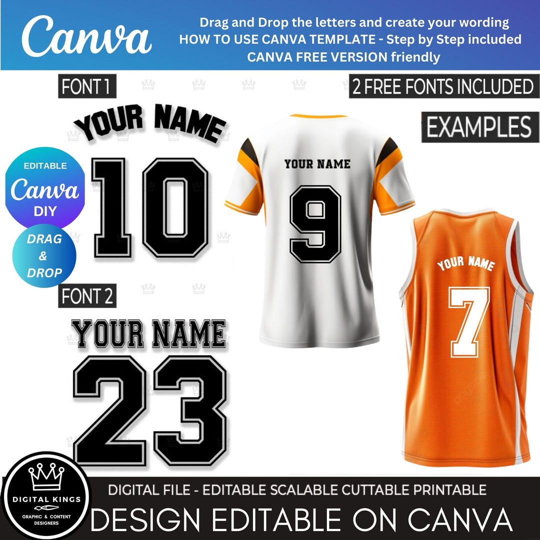 SPORT Numbers Template for Canva Jersey Number Letters Varsity DIY ...