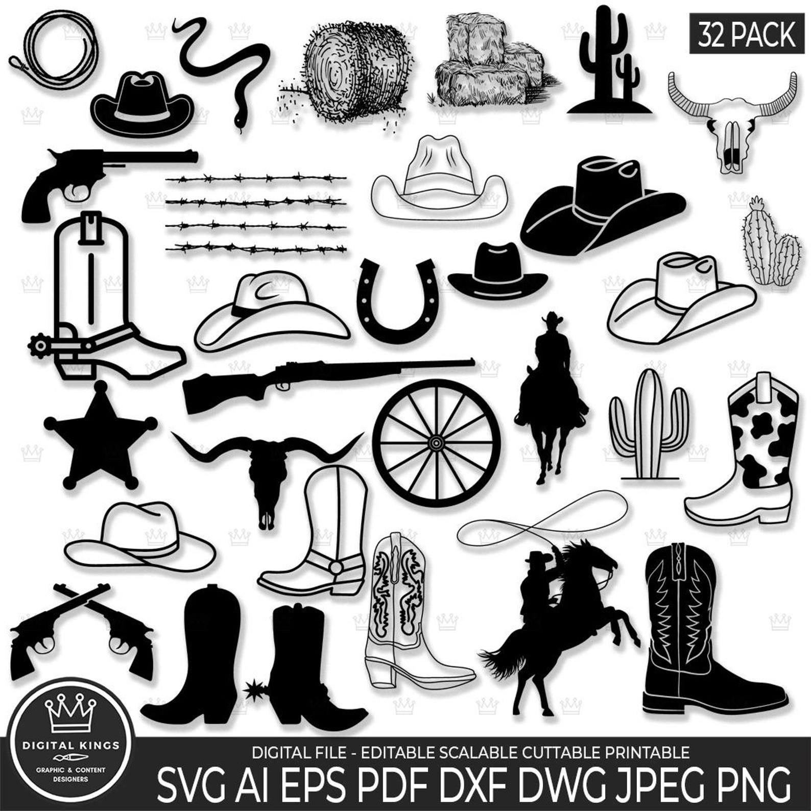 WESTERN Svg Bundle, Cowboy Svg, Cowgirl Hat Svg, Cowboy Boots Svg ...