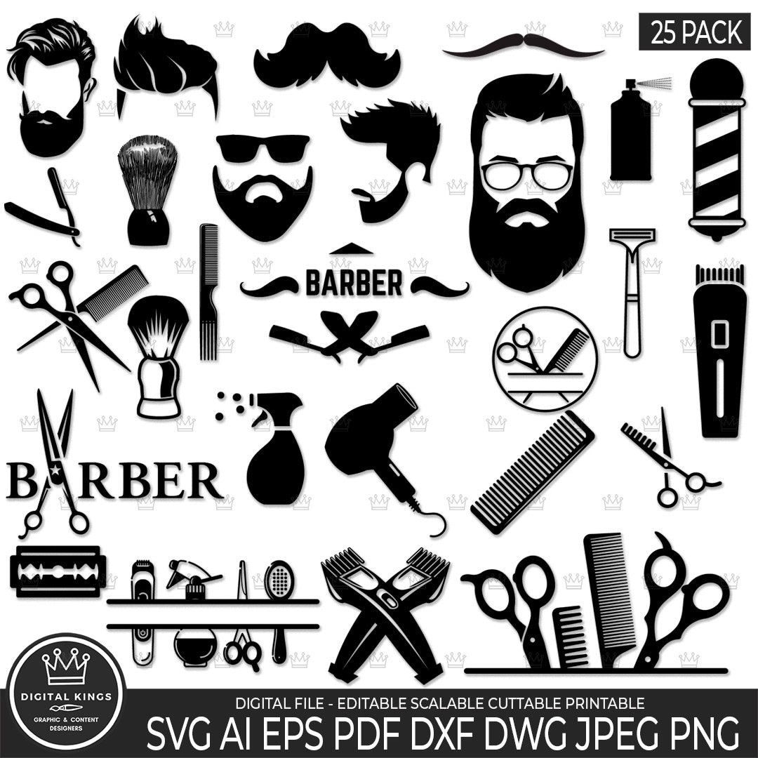 BARBER SHOP SVG Bundle Barber Silhouette Barber Clipart Barber Png ...