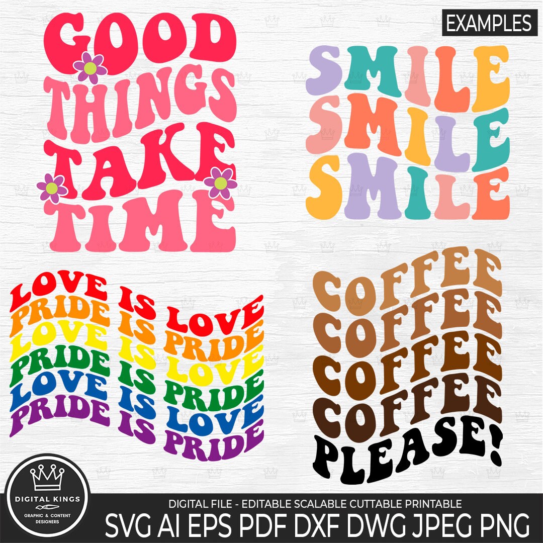 Your Custom Stacked Wavy Text SVG Custom Retro Wavy Text Png Custom ...