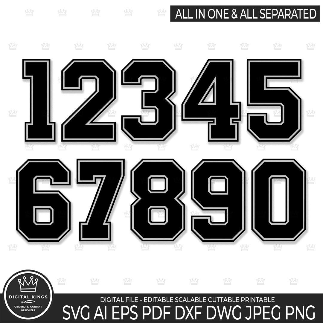 SPORT Numbers Svg, Jersey Numbers and Letters Svg, Varsity Numbers ...