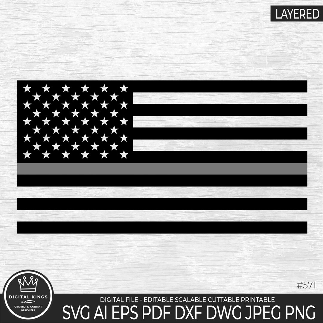 Corrections Flag Svg Layered File, Grey Line Flag, US Flag, Patriotic ...