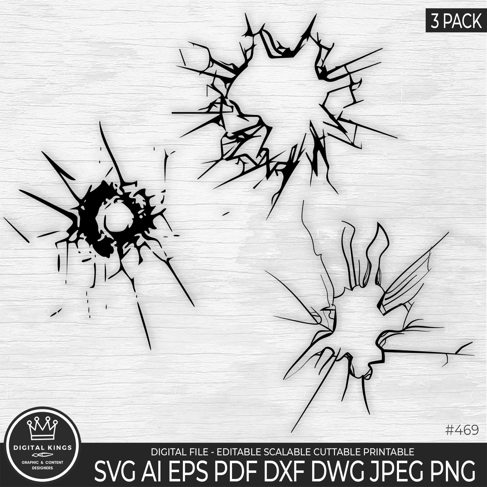BROKEN Glass Pattern Svg Pack File Broken Glass Clipart, Cracked Window ...
