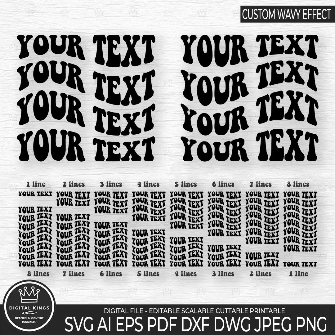 Custom Wavy Text Stacked SVG, Custom Retro Wavy Text Svg, Custom SVG ...