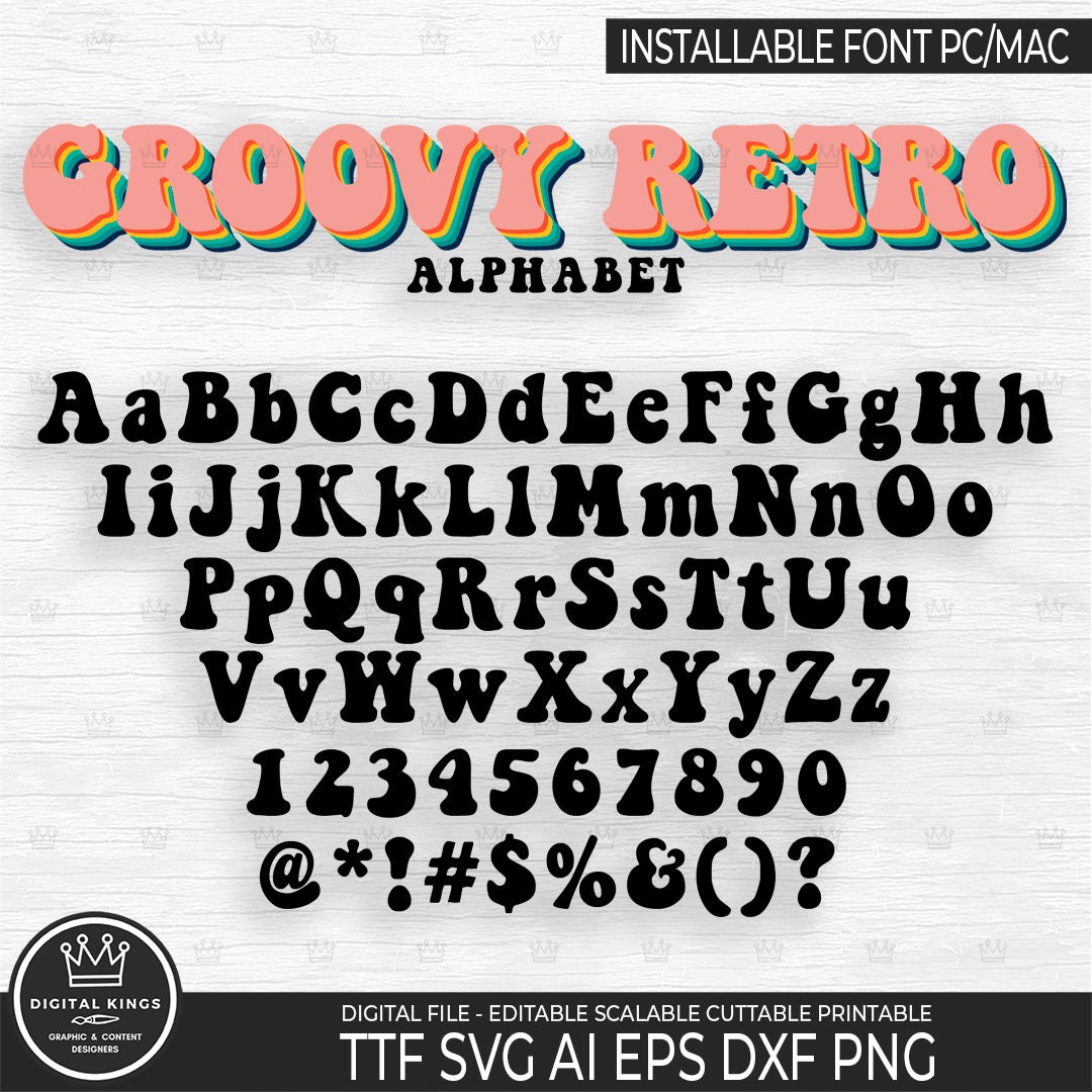 Installable Groovy Retro Font TTF Vintage Letters SVG Retro Font Svg ...