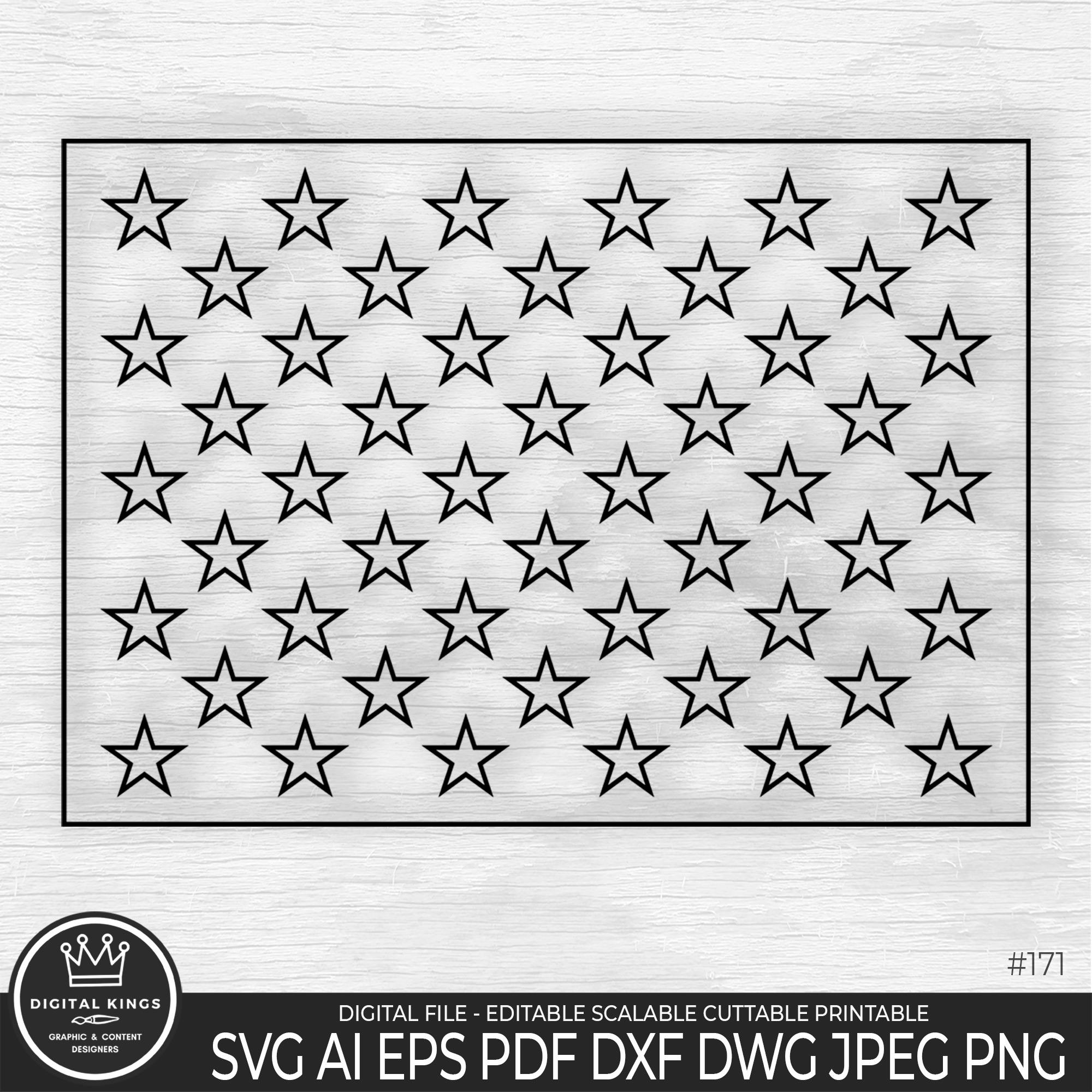 50 Stars American Flag SVG Outline Stencil File American Flag Stars Cut ...