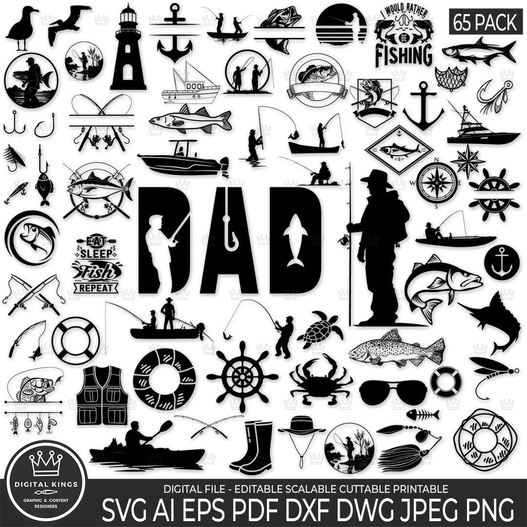 Fishing Bundle Svg Files, FISHING Svg Cut Files for Cricut, Fishing ...