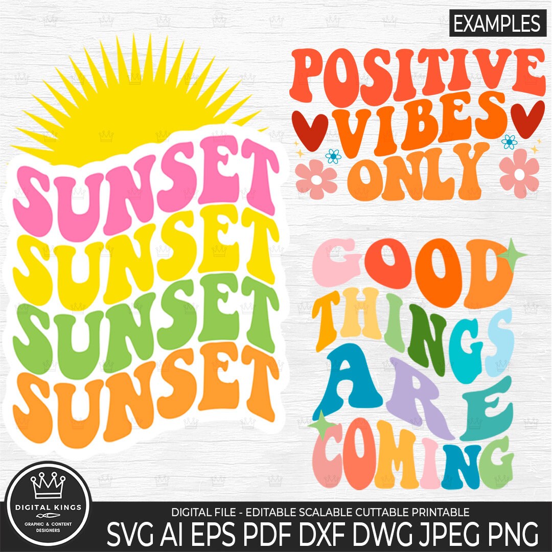 Custom Stacked Wavy Text SVG Custom Retro Wavy Text Png Custom Groovy ...