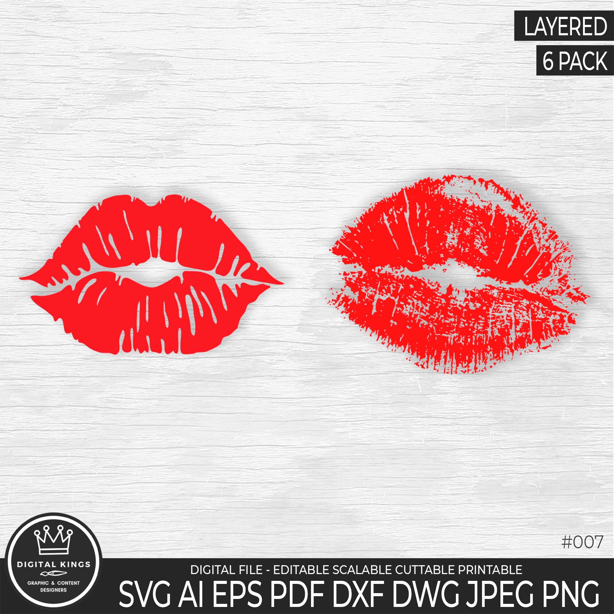 6 RED LIPS Svg Bundle Lipstick Svg KISS Svg Valentines Day Svg Lips Svg ...