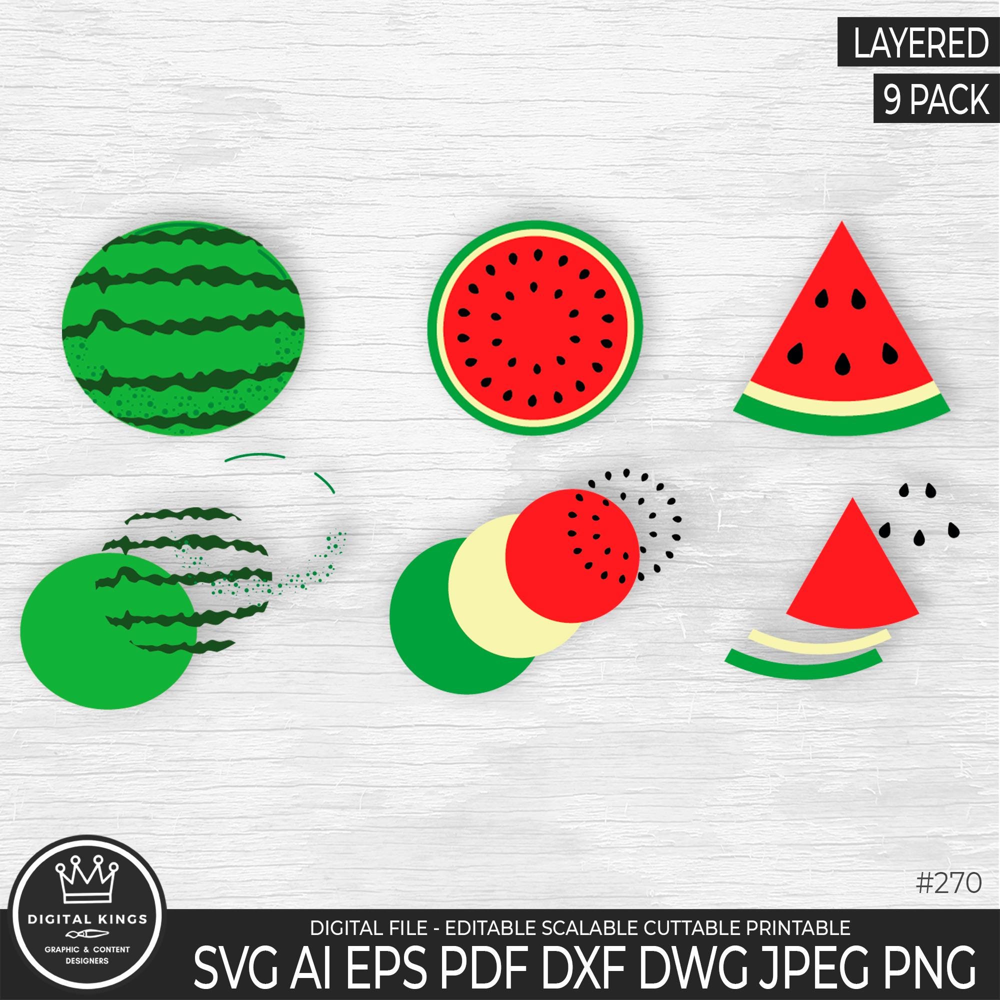 WATERMELON Svg Bundle Layered, Watermelon Png Kawaii Fruit Svg ...