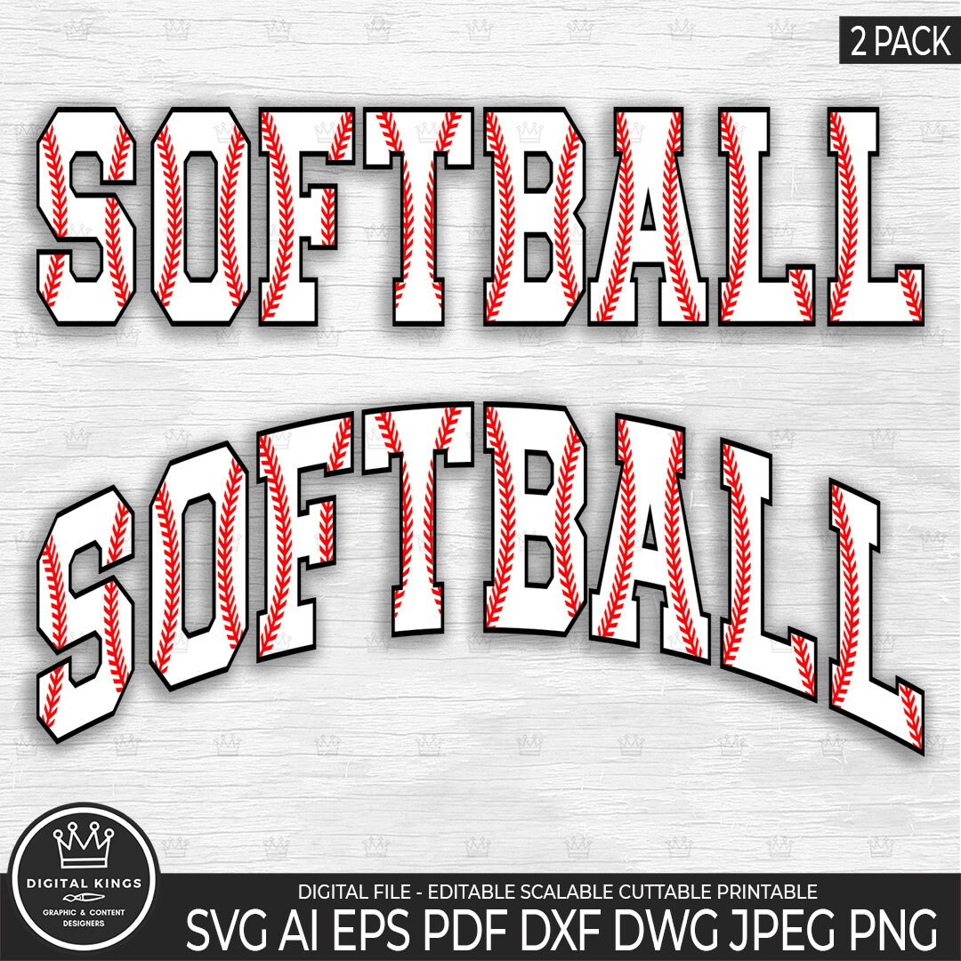 2 SOFTBALL Script Layered SVG, Softball Script Clipart, Softball Script ...