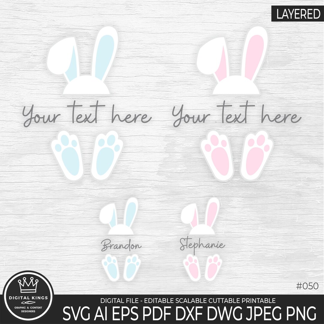 Baby Bunny Monogram Svg File, Bunny Split Monogram Svg, Bunny Monogram ...