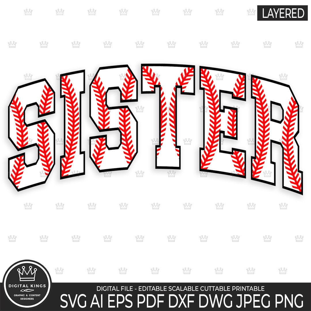 Sister BASEBALL Script SVG, Baseball Sister Clipart, Baseball Sista Cut ...