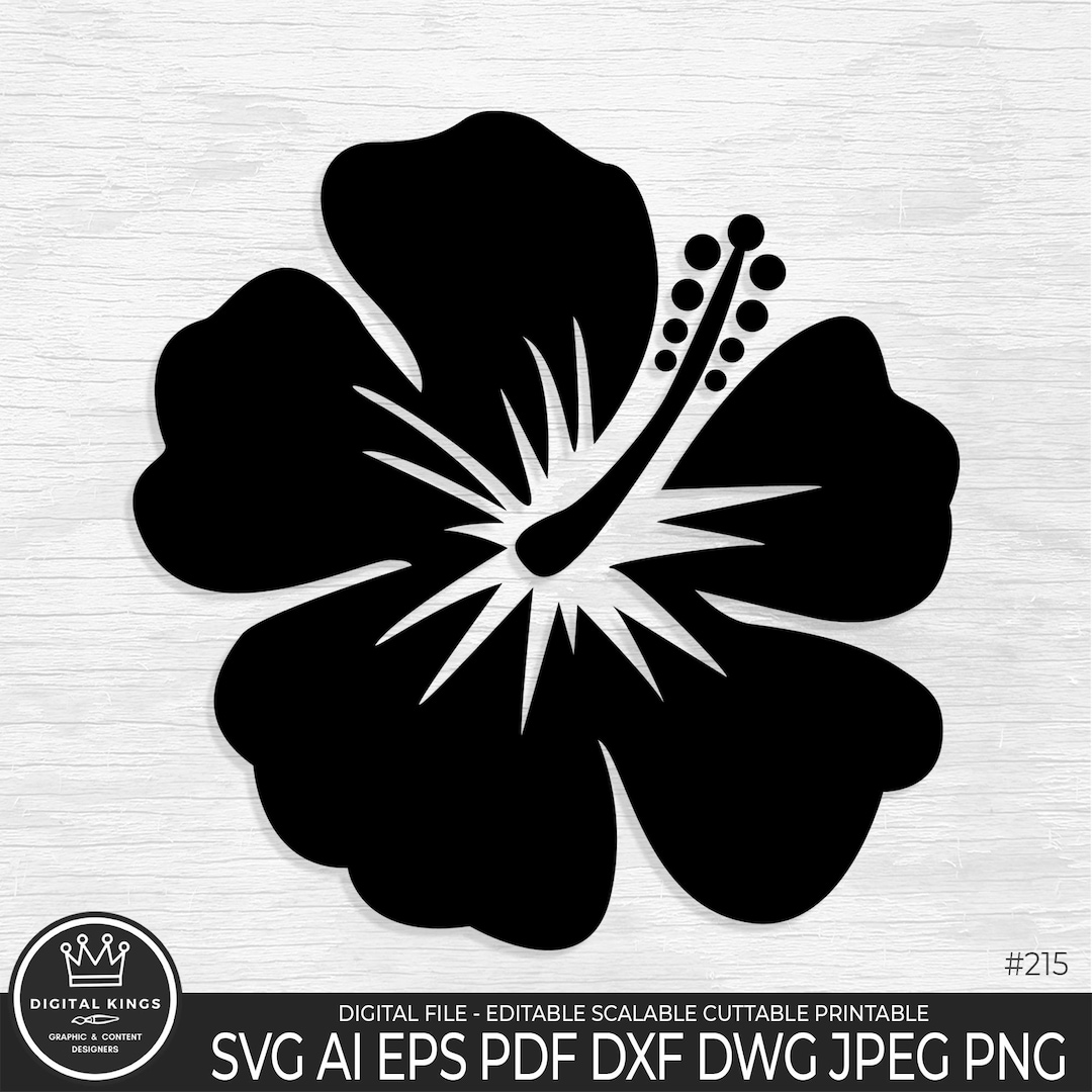 HIBISCUS Svg Hibiscus Flower Dxf Hawaiian Flower Cut File Hibiscus Png ...