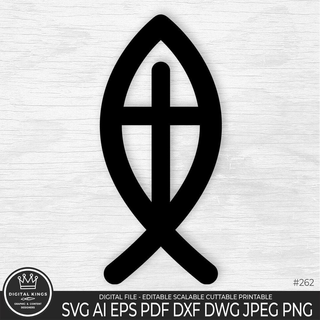 Jesus Fish SVG File Christian Cross Svg Jesus Fish Cut File Ichthus Png ...