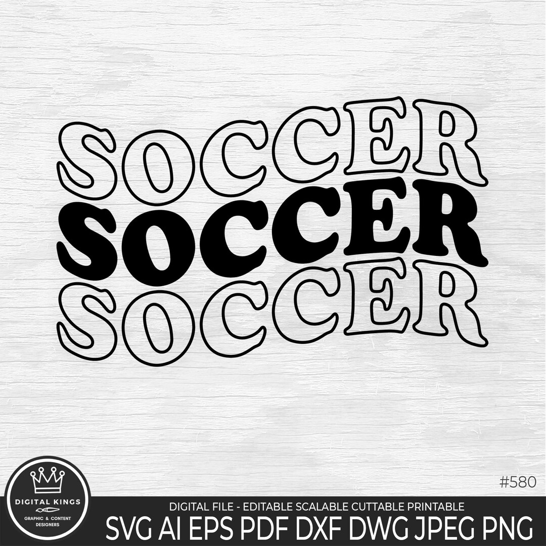 SOCCER Wavy Stacked Svg, Soccer Wavy Text Svg, Soccer Clip Art, Soccer ...