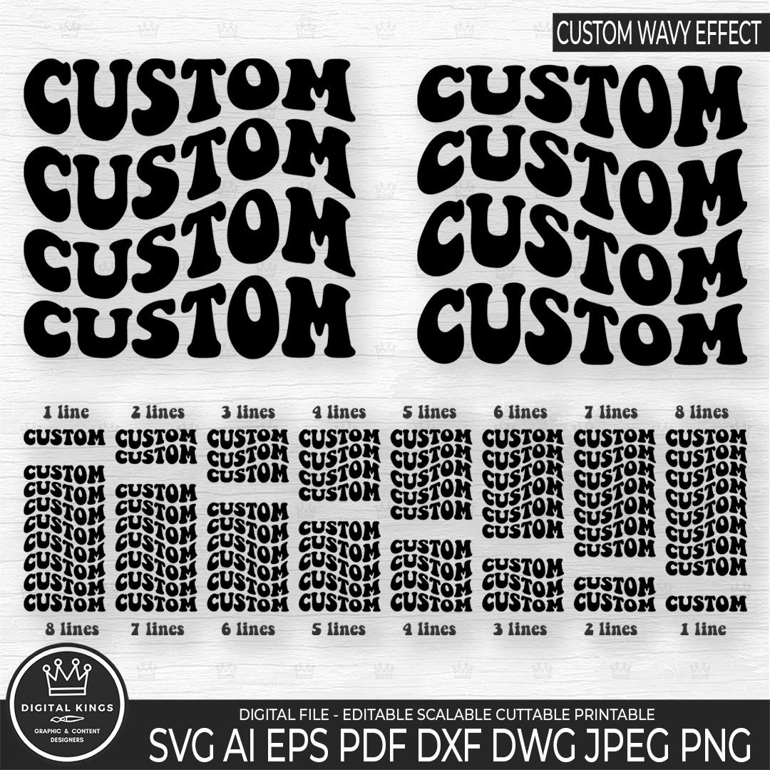 Custom Wavy Text Stacked SVG Custom Retro Wavy Text Svg Custom Groovy Letters Wave Font Quote ...