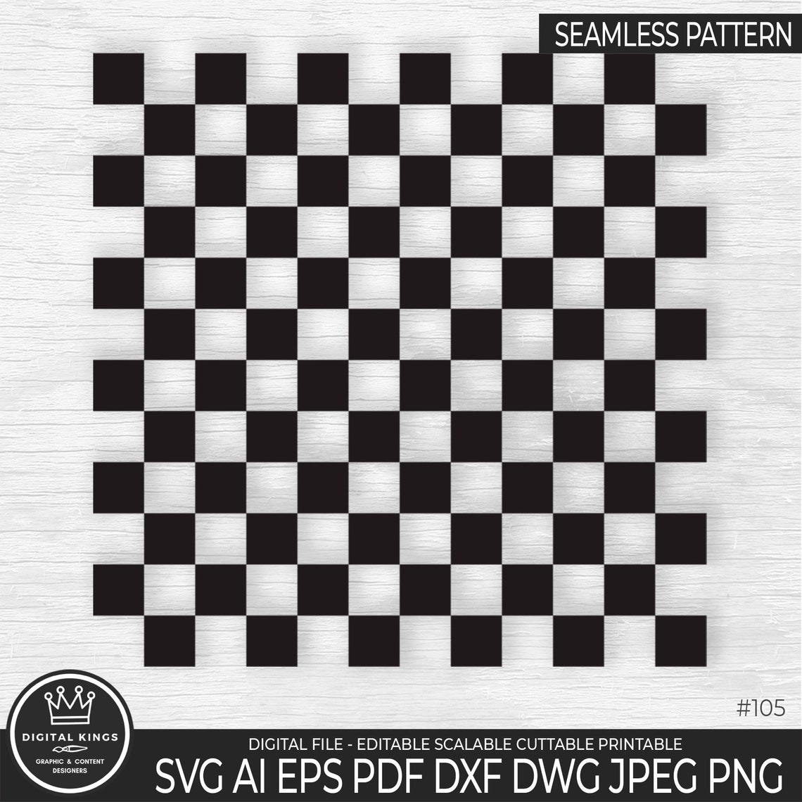 CHECKERED Seamless Pattern SVG, Checkered Pattern Png, Black and White ...