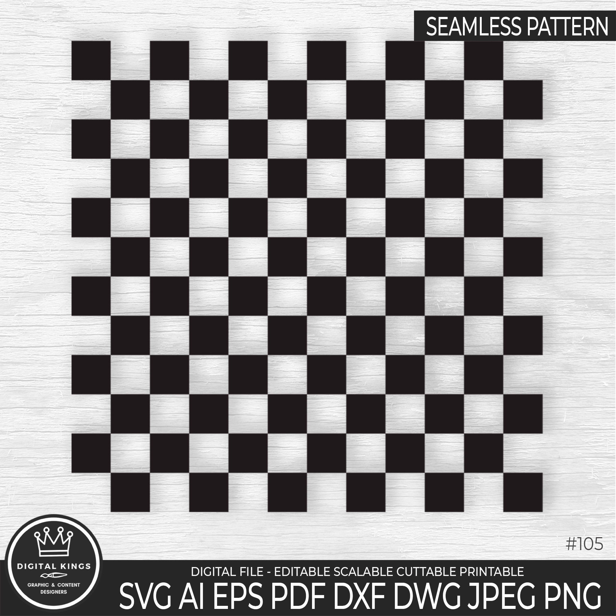 CHECKERED Seamless Pattern SVG, Checkered Pattern Png, Black and White ...