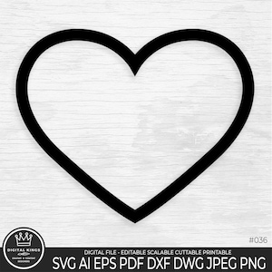 HEART Svg File, Heart Outline Svg, Heart Png, Heart Cut File, Heart ...