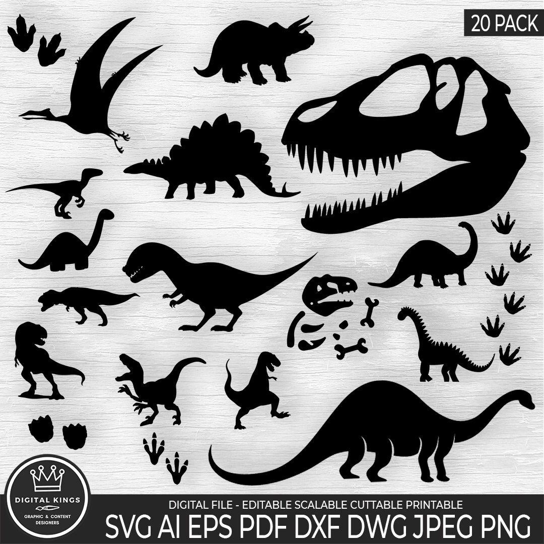 20 Dinosaurs Bundle Svg Dinosaur Png Dinosaur Clipart Dinosaur ...