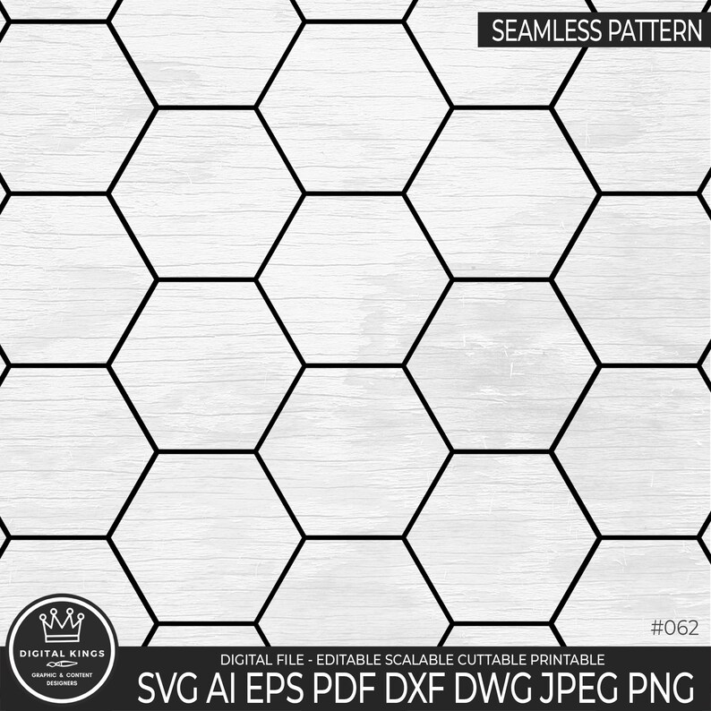 HONEYCOMB Pattern Svg Honeycomb SEAMLESS Vector File HEXAGON Background Cricut Honeycomb Outline ...