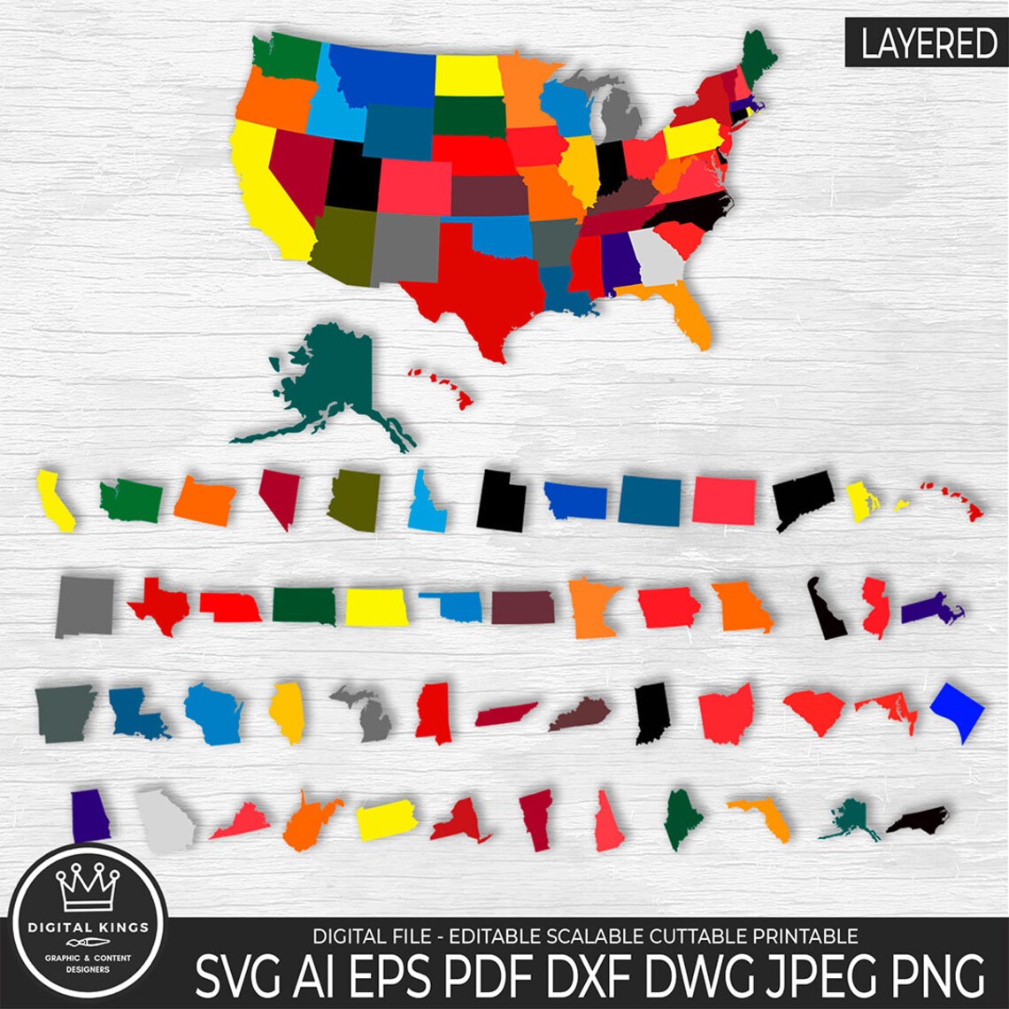 United States Map Layered Svg United States Map Png Printable USA Map ...