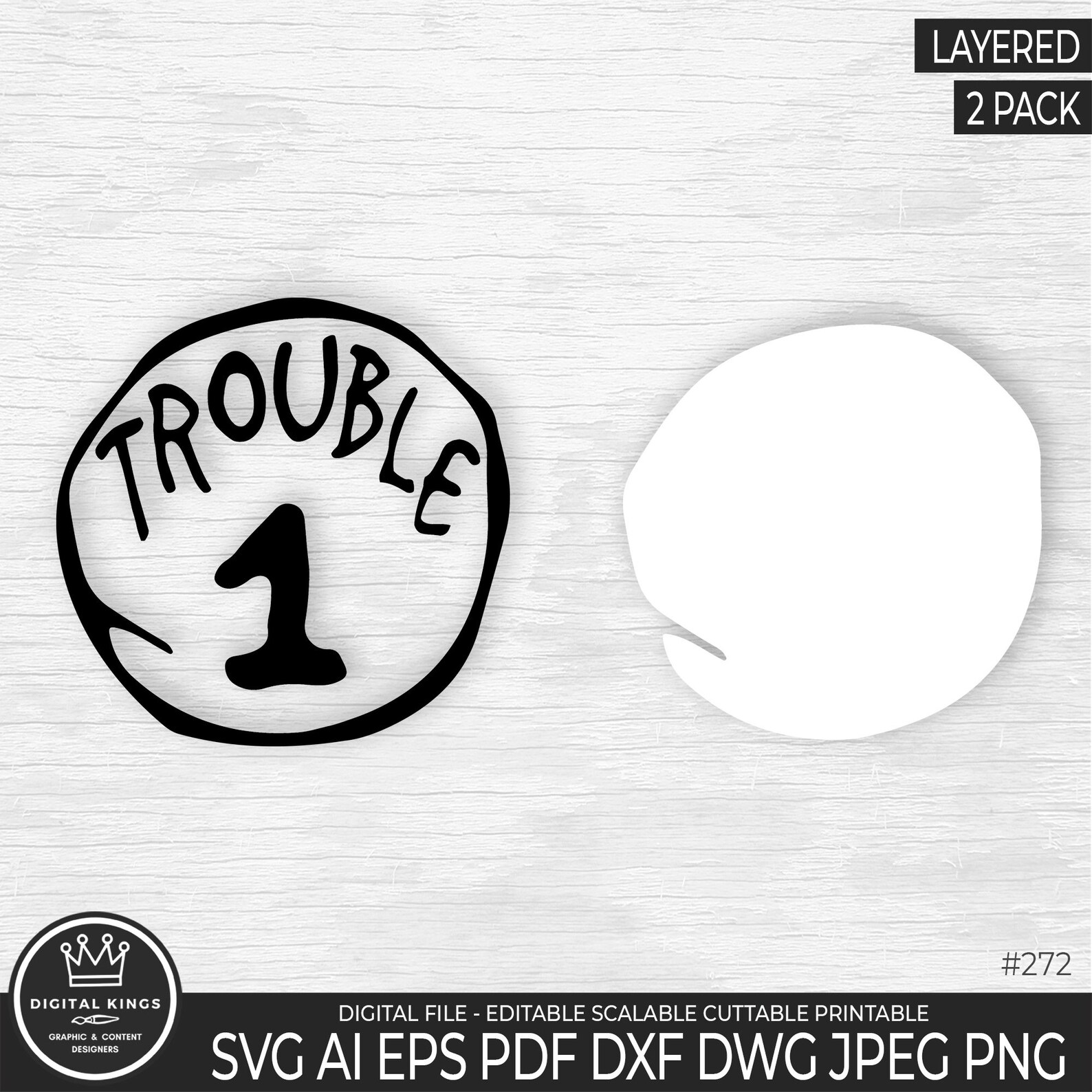 TROUBLE 1 TROUBLE 2 Logo Svg Layered Pack Thing 1 Thing 2 Png Thing Boy ...