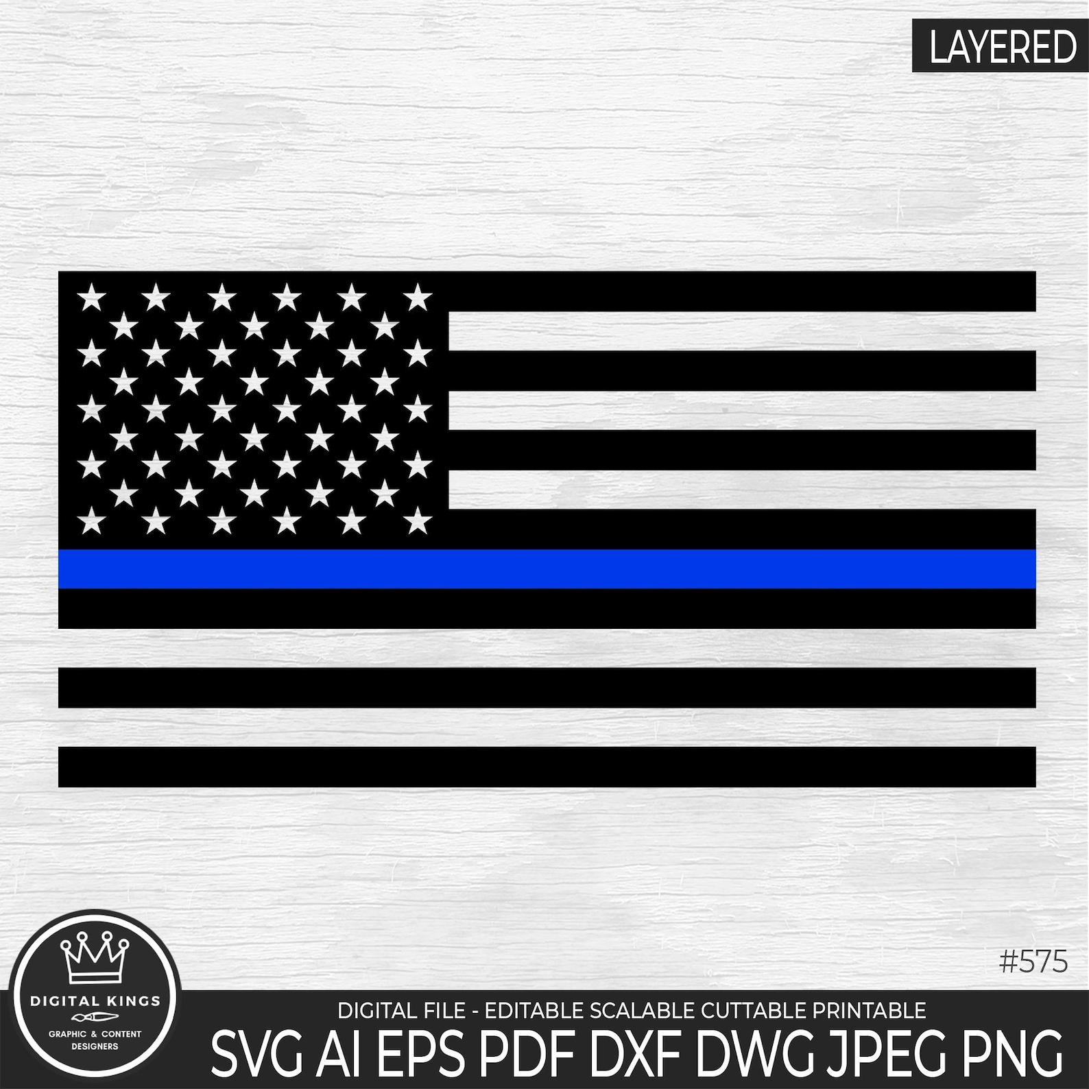 Police Flag Svg Layered File, Police Blue Line Flag, US Flag, Patriotic ...