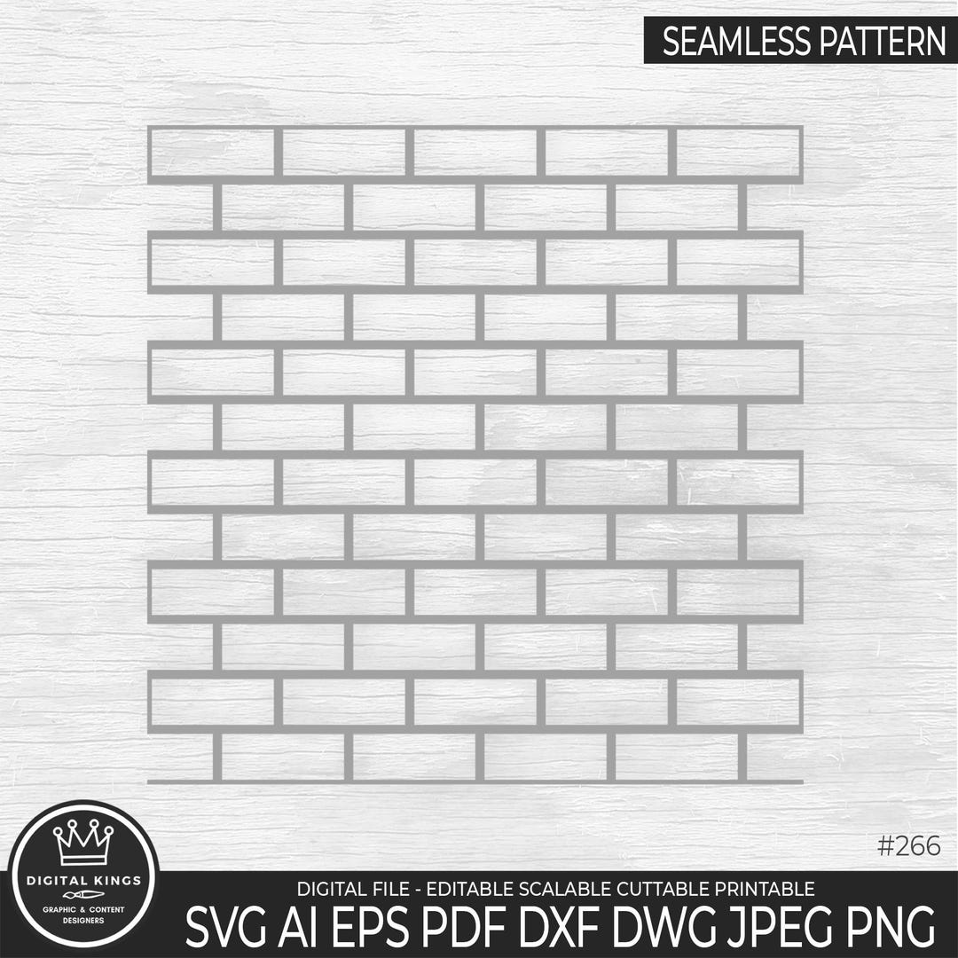 BRICK WALL Pattern Seamless Svg File, Brick Wall Outline Pattern Png ...