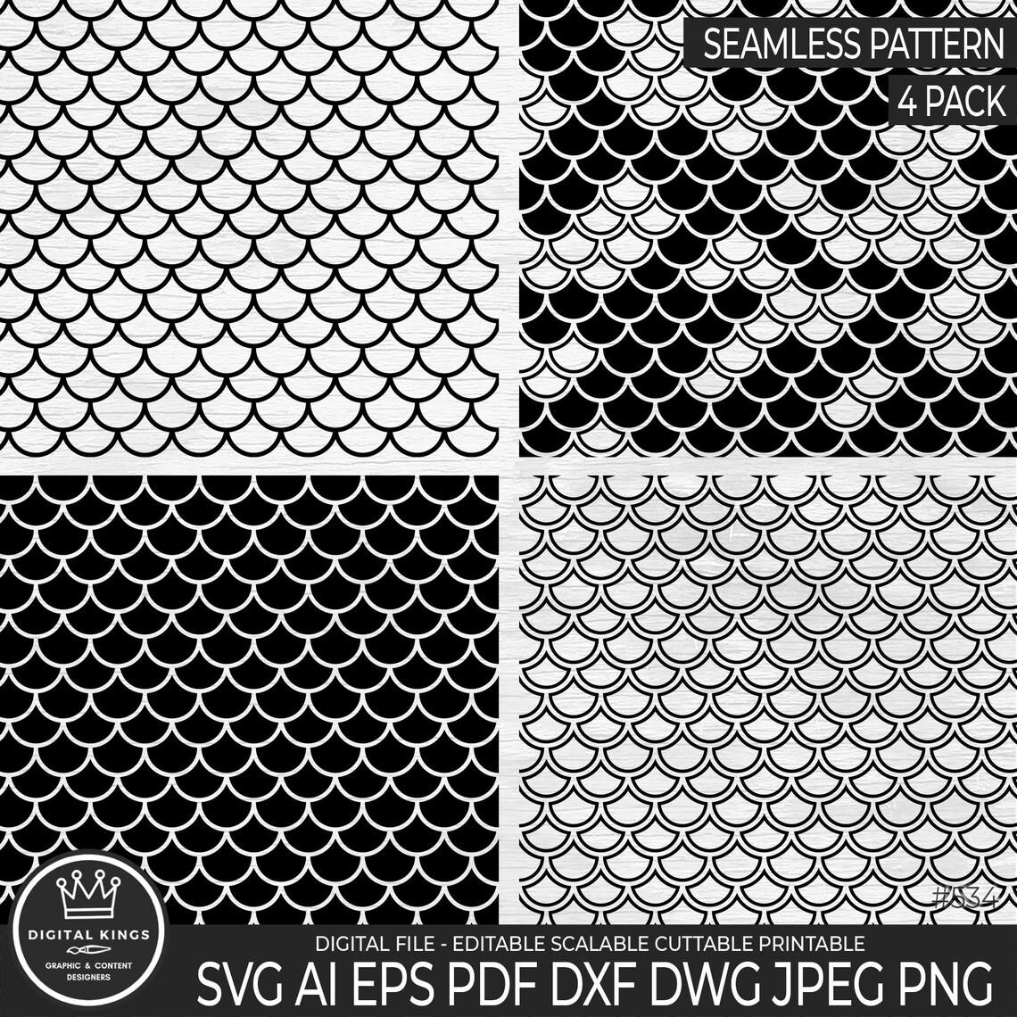 4 MERMAID SEAMLESS Pattern Svg Bundle Mermaid Tail Pattern Cut Files ...