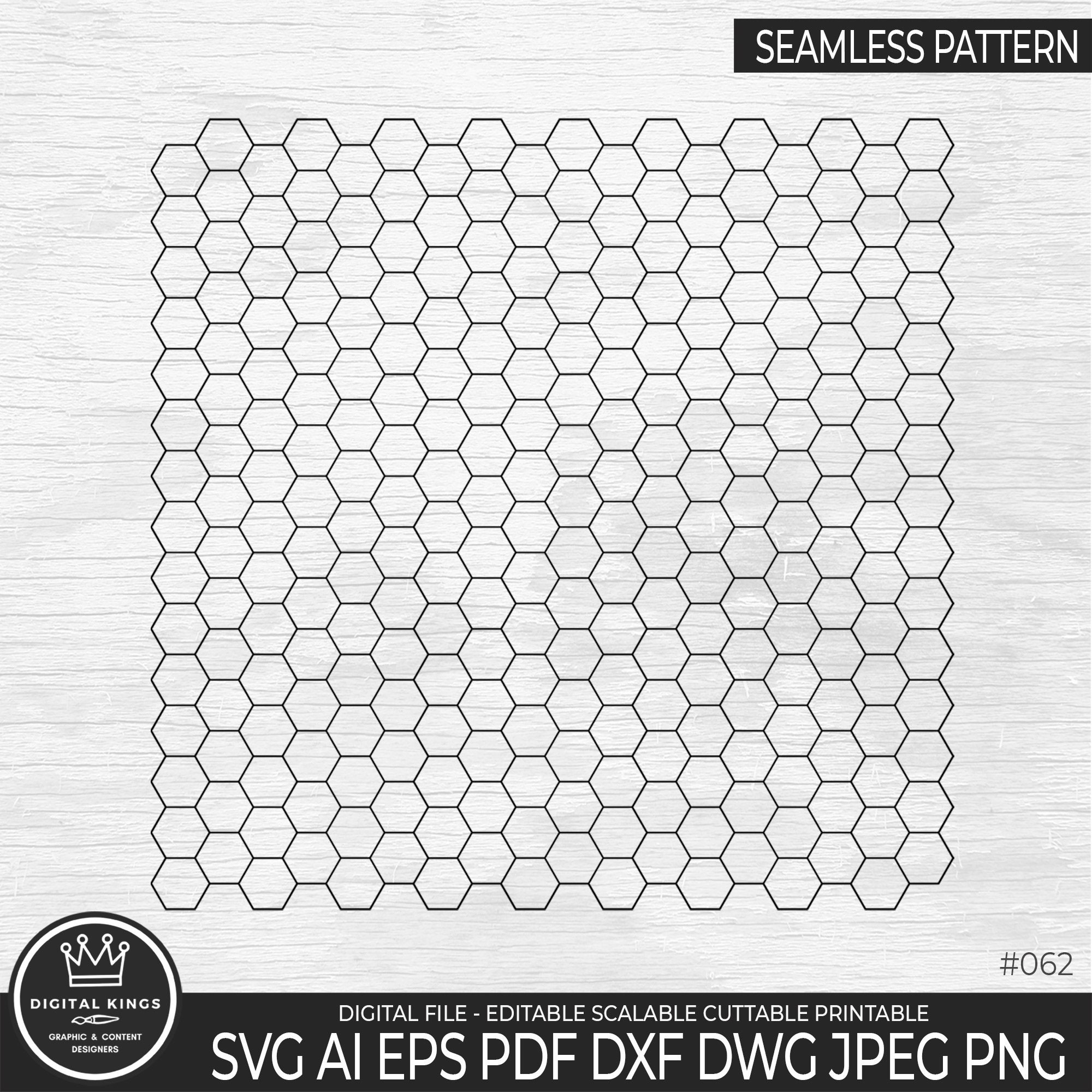 HONEYCOMB Pattern Svg Honeycomb SEAMLESS Vector File HEXAGON Background Cricut Honeycomb Outline ...