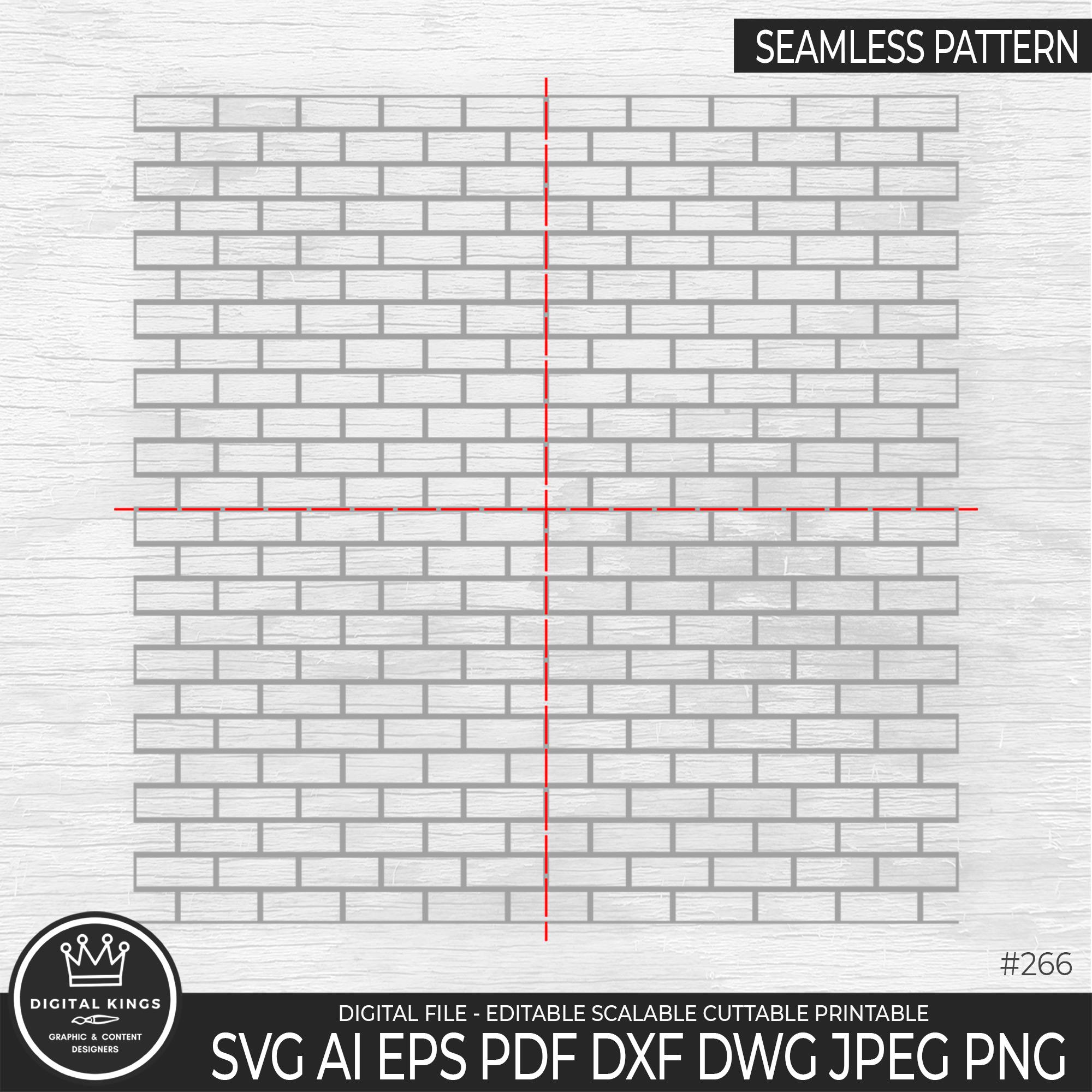 BRICK WALL Pattern Seamless Svg File, Brick Wall Outline Pattern Png ...