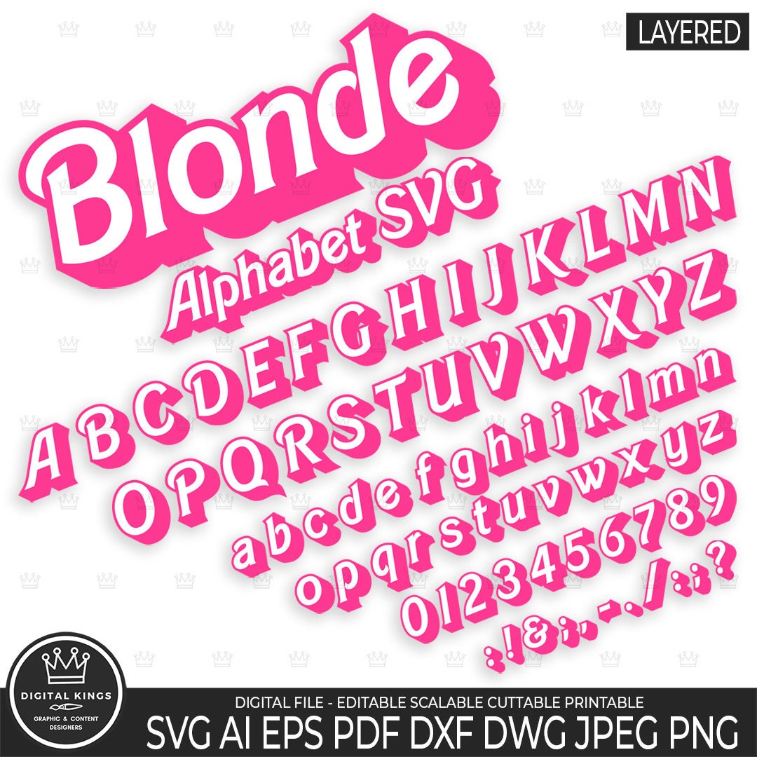 Blonde Alphabet Layered Svg Princess Alphabet Png Doll Font Layered ...